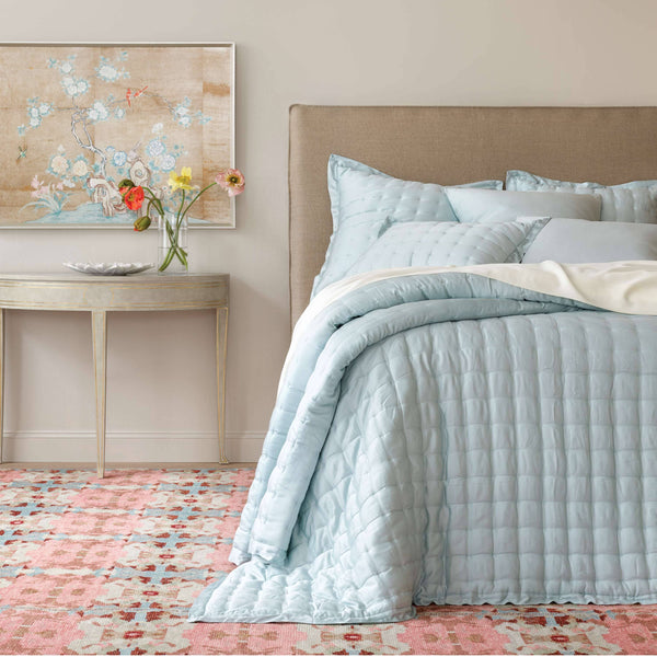Silken Solid Robin's Egg Blue Puff Sham - Rainsford Company